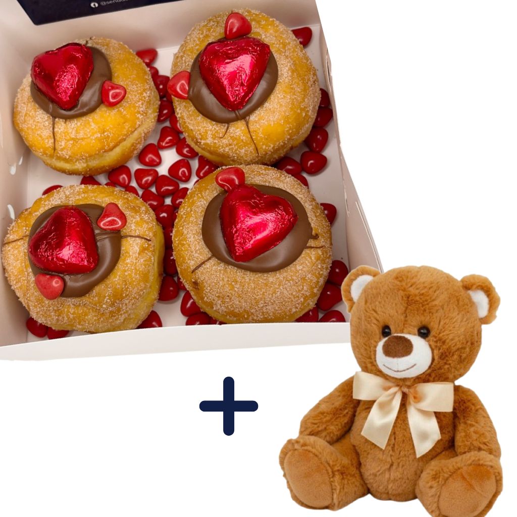 Love Donut Box + Teddy bear – Send Dessert